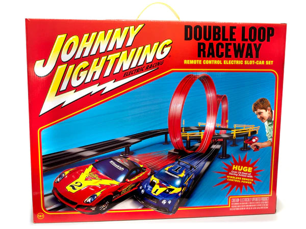 AUTO WORLD JOHNNY LIGHTNING 24' DOUBLE LOOP RACEWAY REMOTE CONTROL (JL ...