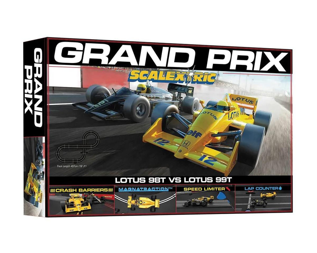 Scalextric 1980s Grand Prix Race Set w/Lotus 98T & Lotus 99T Cars – Hamilton Hobbies
